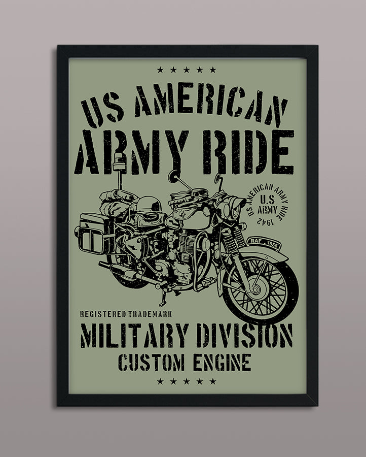 Army Ride Motorcycle - PictureFramingStudio