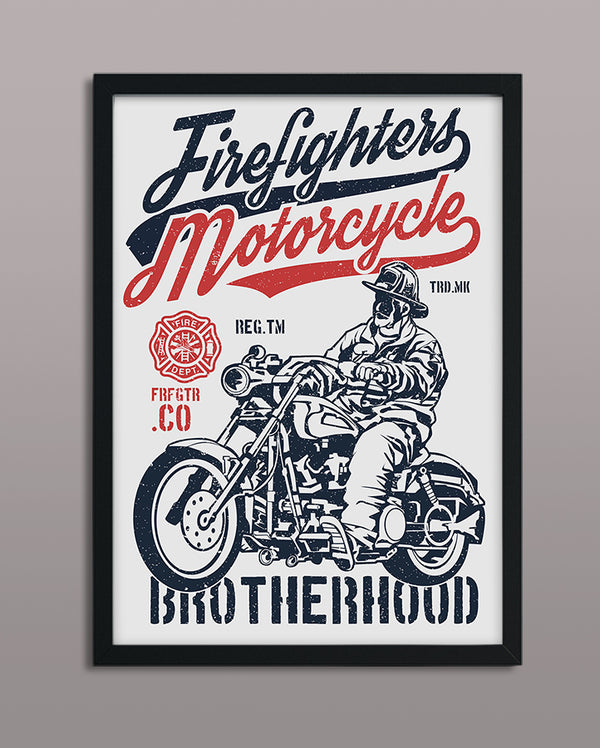 Firefighters Motorcycle - PictureFramingStudio